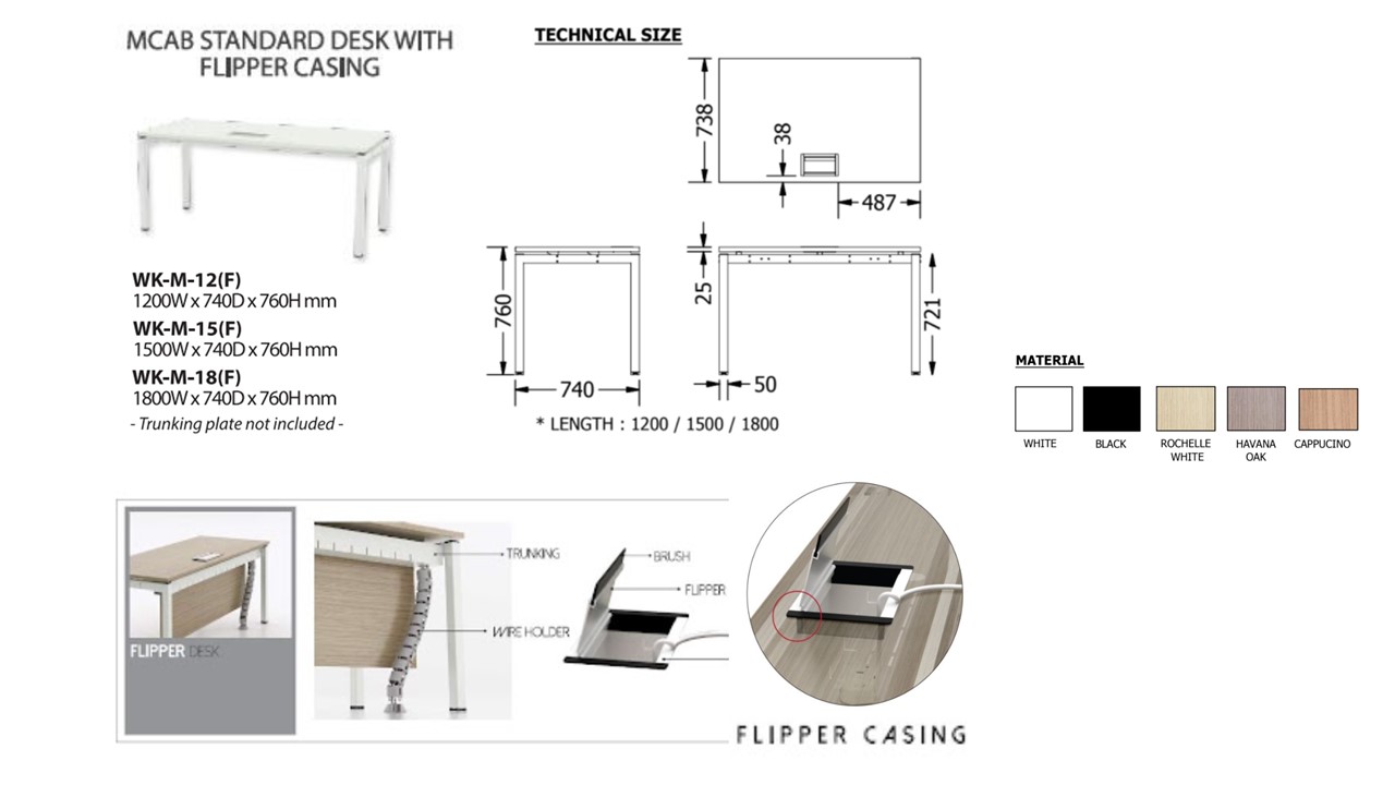 OFFICE FURNITURE STANDARD DESK WITH FLIPPER CASING - MCAB SERIES